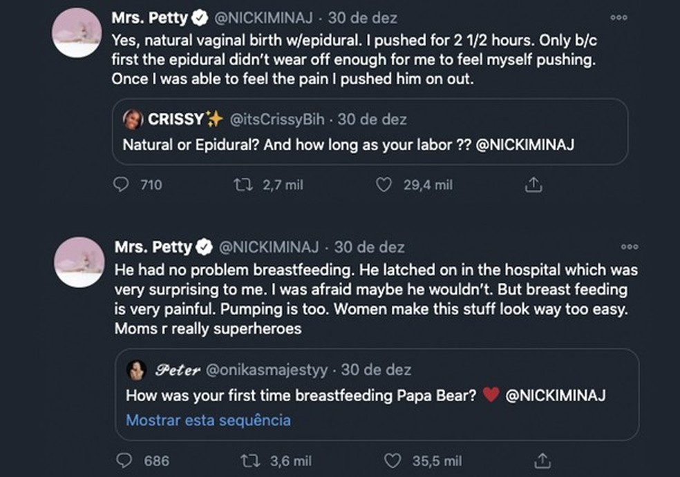 Nicki Minaj revela detalhes da maternidade: “Eu fiquei em trabalho de ...