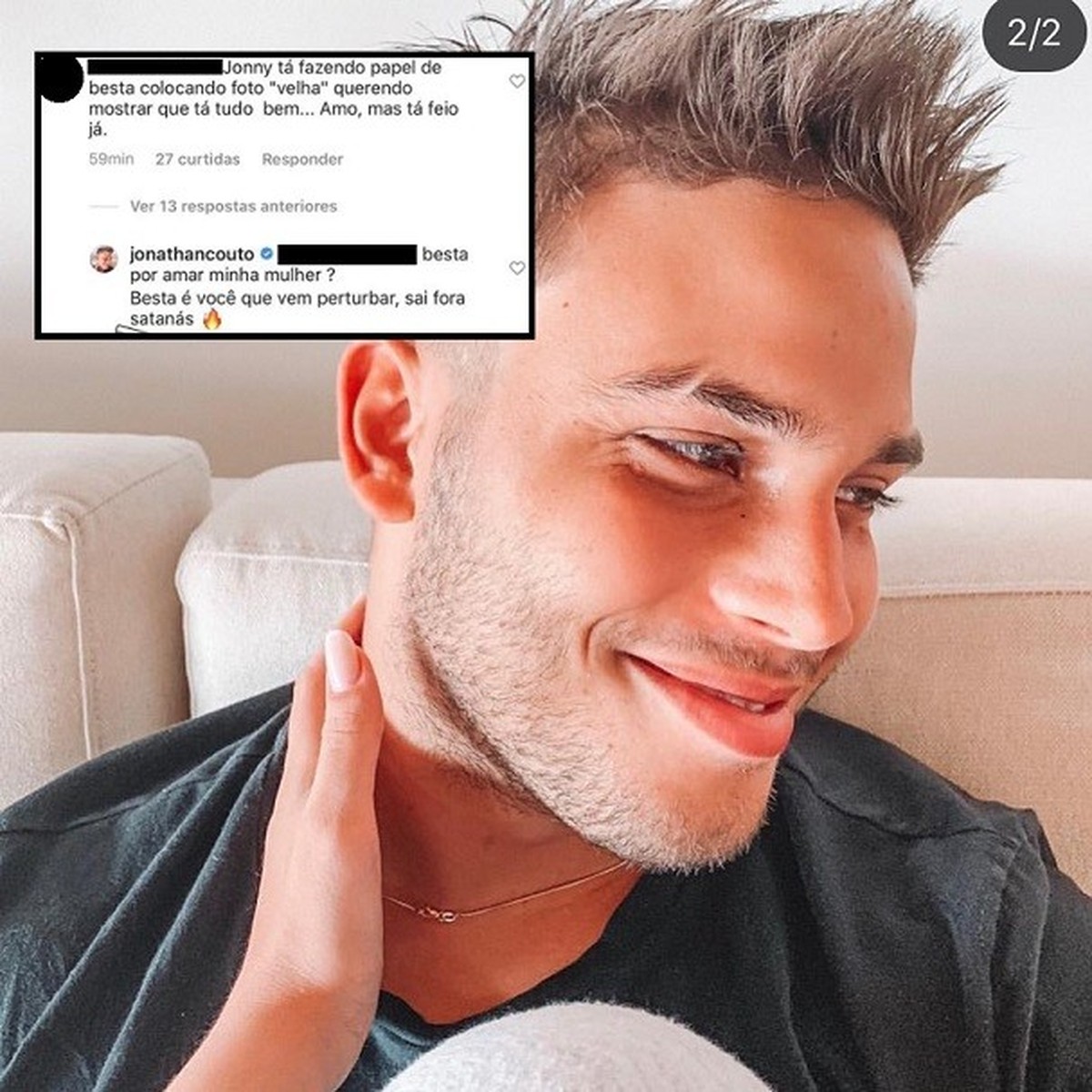 Em meio a crise no casamento, Jonathan Couto posta foto com Sarah