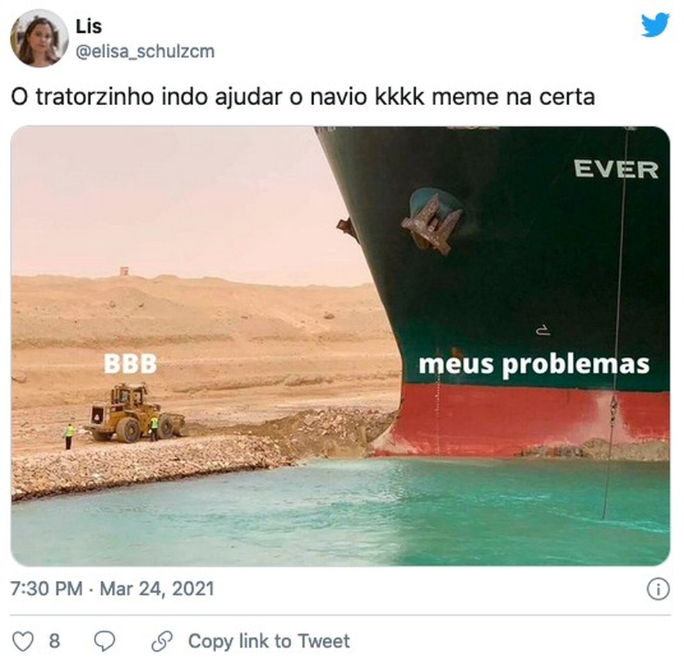 O Ever Given desencalhou hoje, mas a internet já está com saudades dele ...