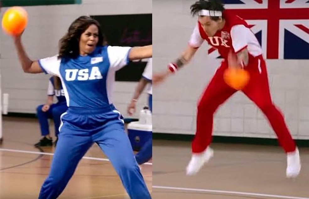Michelle Obama acerta Harry Styles naquele lugar em jogo de queimada