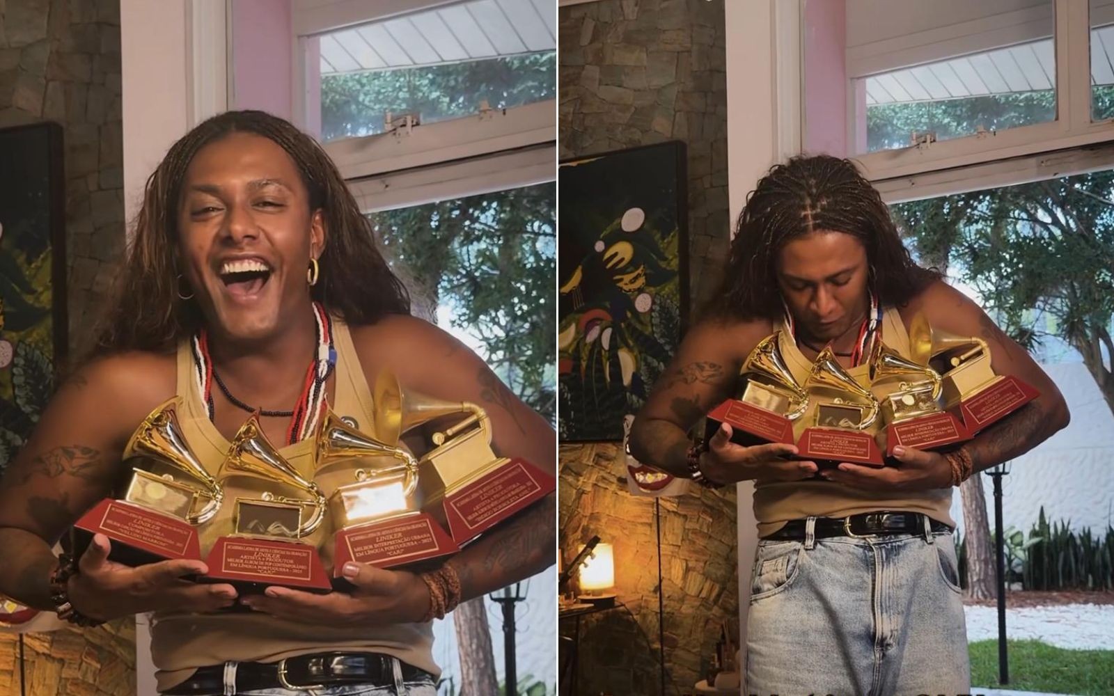 Liniker se emociona ao receber prêmios do Grammy Latino em casa: 'Uma ...