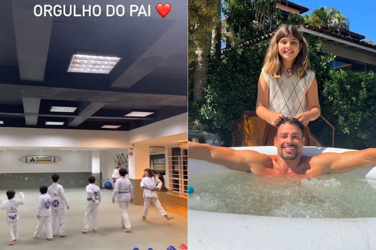 Cauã Reymond mostra Sofia em aula de jiu-jitsu e se derrete: 'Orgulho do pai'