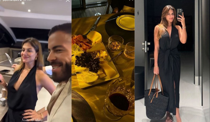 Mari Gonzalez e Pipo Marques curtem noite romântica em alto mar