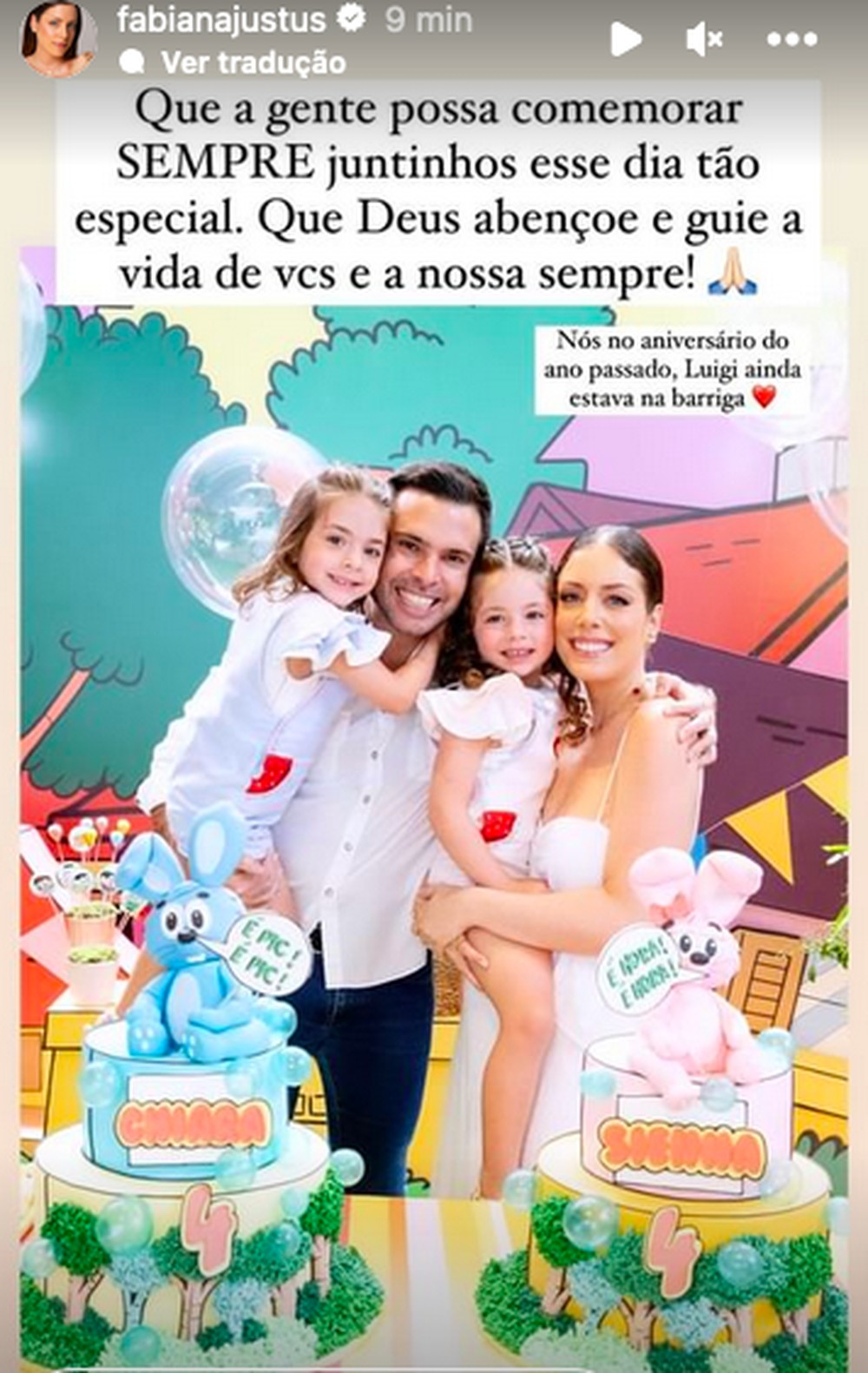 Do hospital, Fabiana Justus celebra aniversário das filhas gêmeas