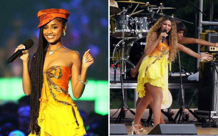 Tyle homenageia Beyoncé com look vintage Roberto Cavalli