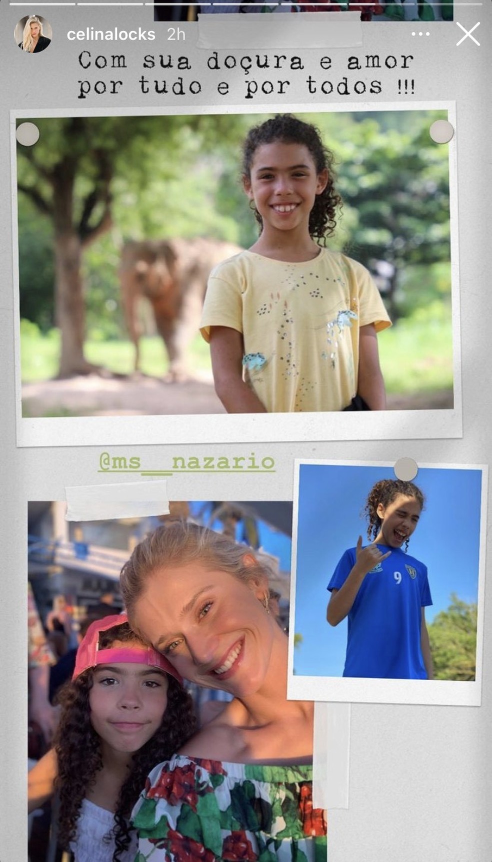 Celina Locks parabeniza enteada: 'tia Celina ama muuuito'