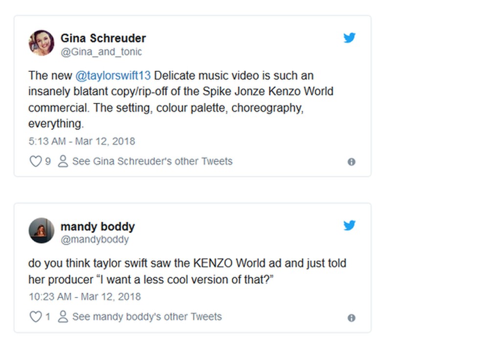 Taylor Swift é acusada de ter copiado a Kenzo em seu novo clipe