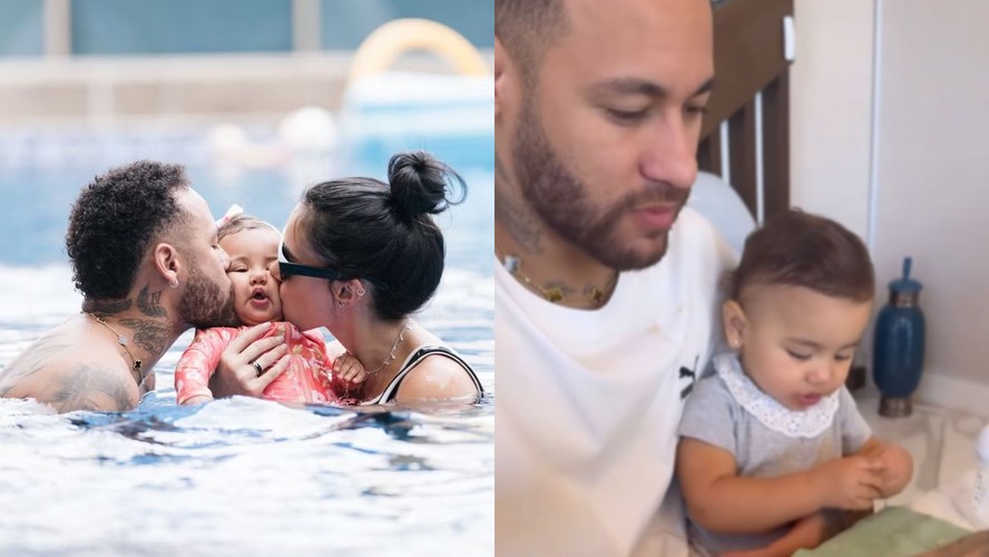 Bruna Biancardi encanta com momento de Neymar e Mavie: 'Só quer comer no colo do papai'