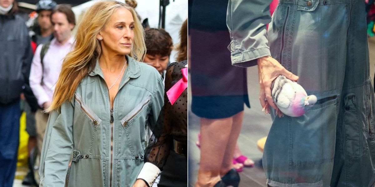 Sarah Jessica Parker aparece com bolsa em formato de pomba no set de ...