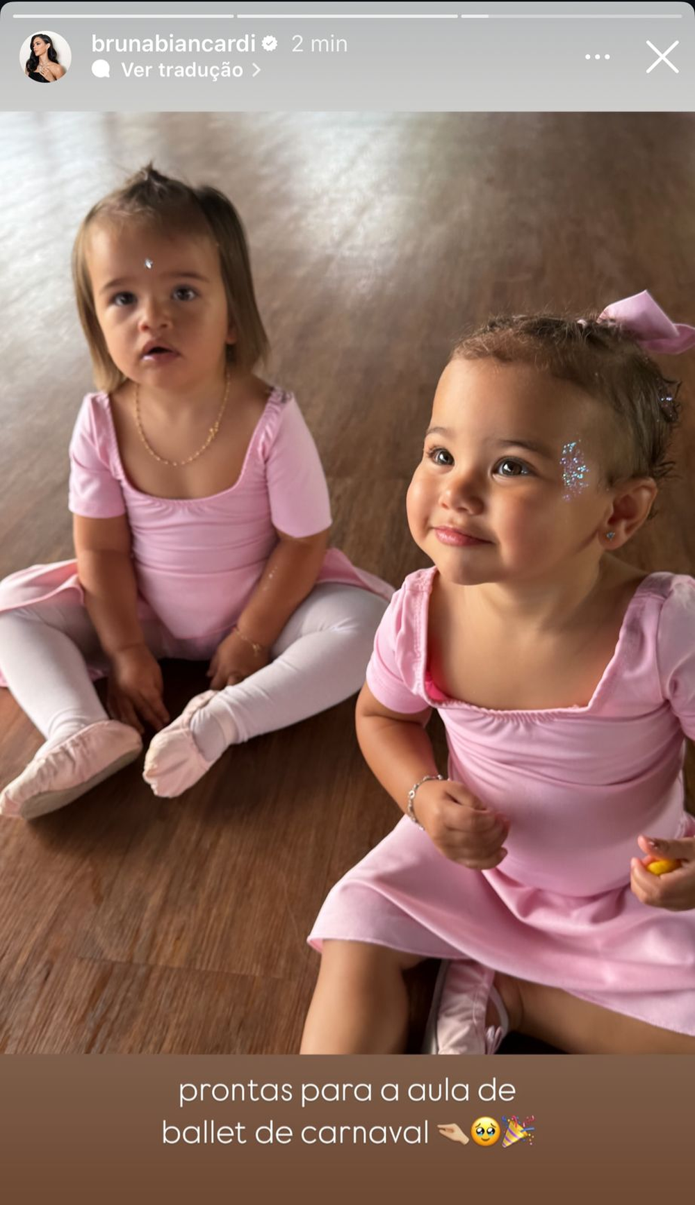 Bruna Biancardi mostra Mavie produzida para aula de ballet de Carnaval