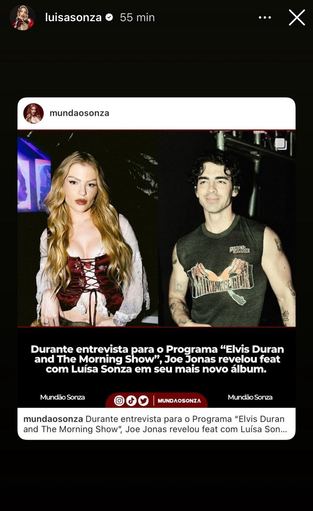 Joe Jonas confirma feat com Luísa Sonza em programa de rádio