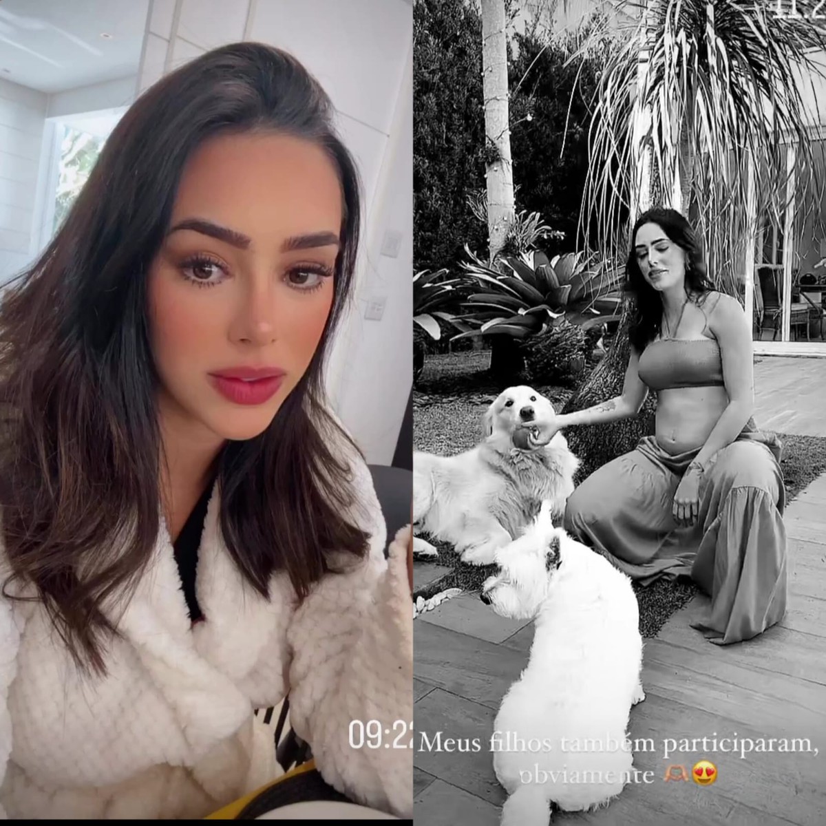 Grávida, Bruna Biancardi faz ensaio com 'filhos pets' e deixa barrigão à mostra