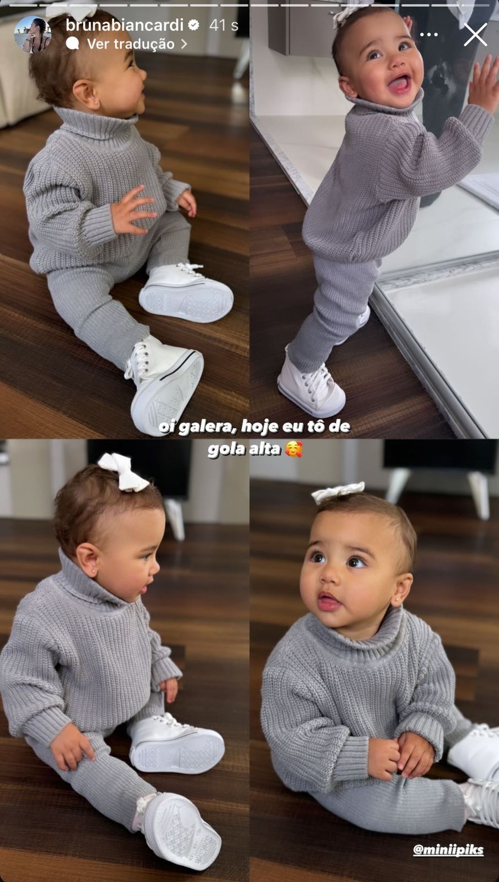 Bruna Biancardi encanta ao mostrar Mavie usando gola alta